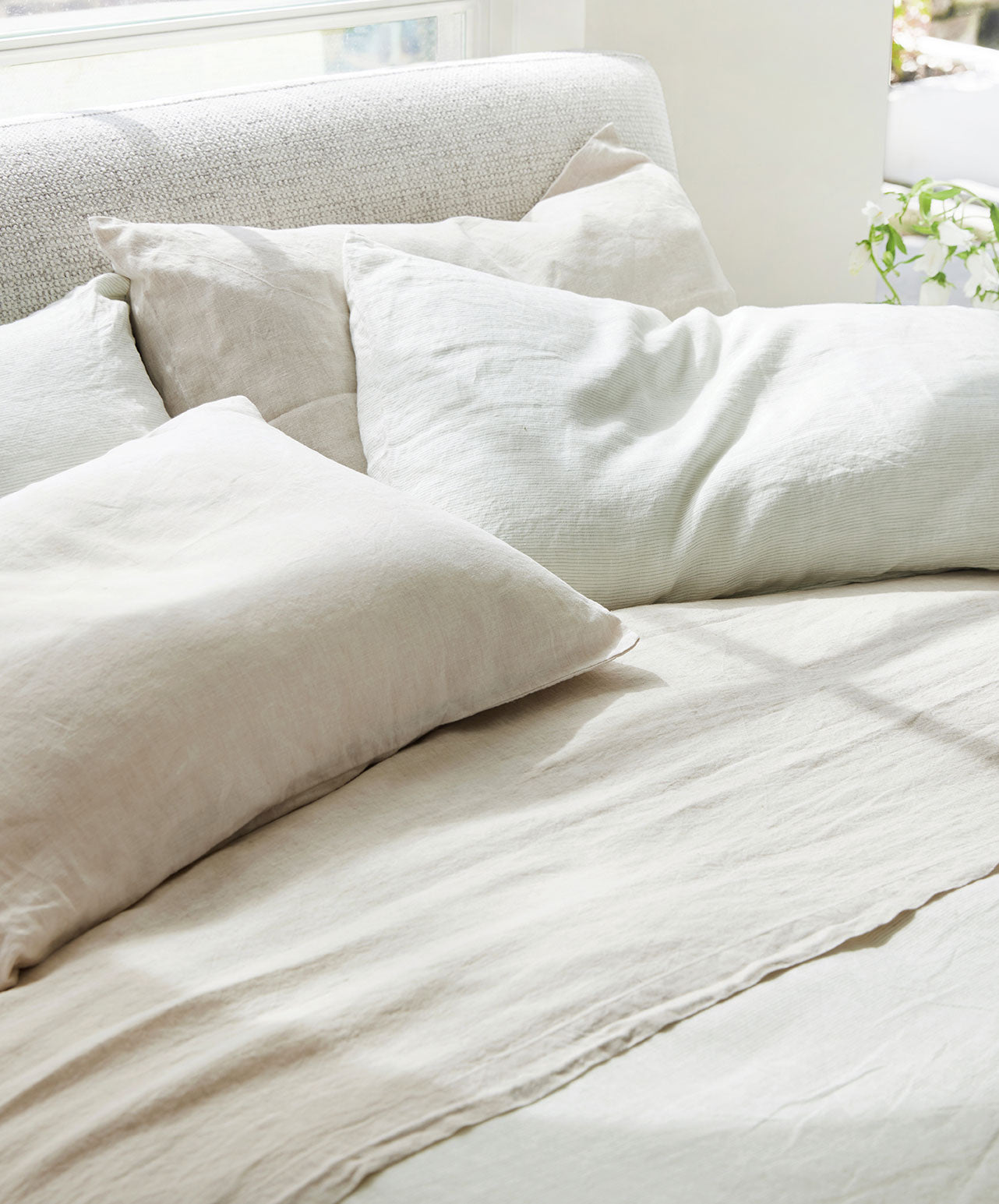 Linen Euro Pillow Cover - fern stripe – Three Bales Home Supply